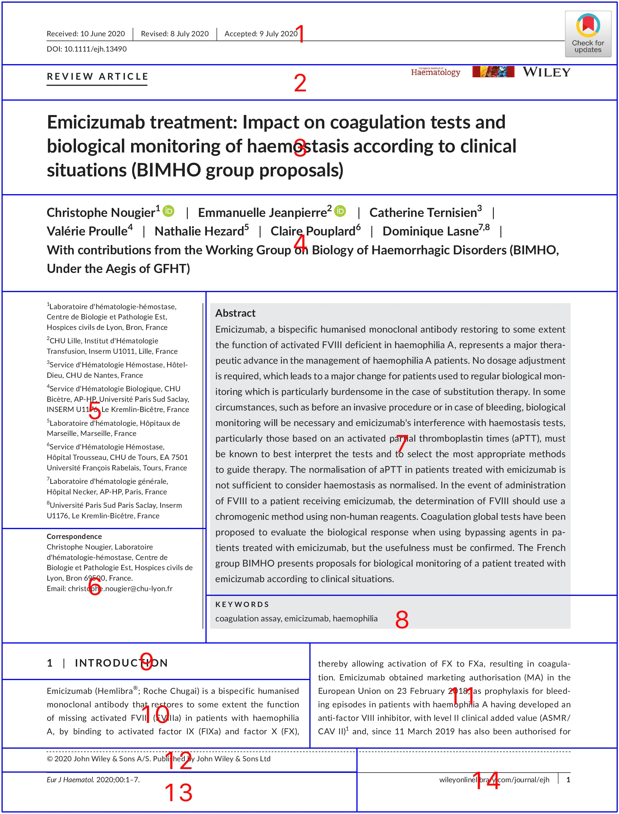 Figure 2. Output of the textual area segmentation on a sample page document. Red numbers ...